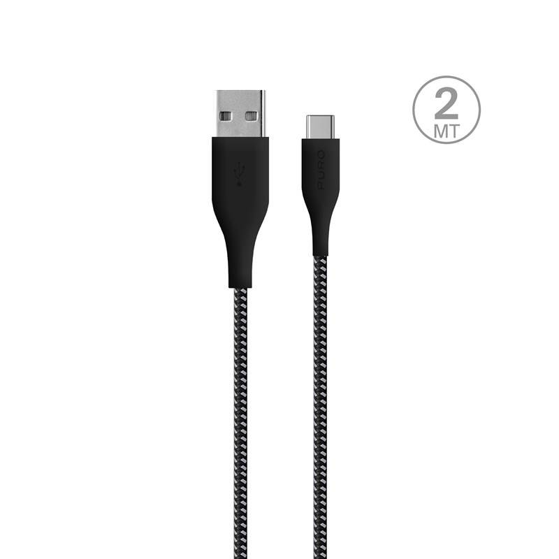 PURO Fabric Ultra Strong - Cable braided heavy duty USB-A/USB-C 2m ...