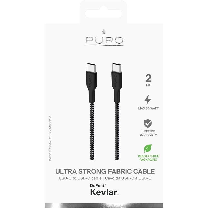 PURO Fabric Ultra Strong - Cable braided heavy duty USB-C/USB-C 2m ...