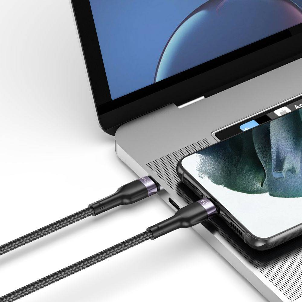 TECH-PROTECT ULTRABOOST TYPE-C CABLE PD60W/3A 100CM BLACK - 4GSM.COM