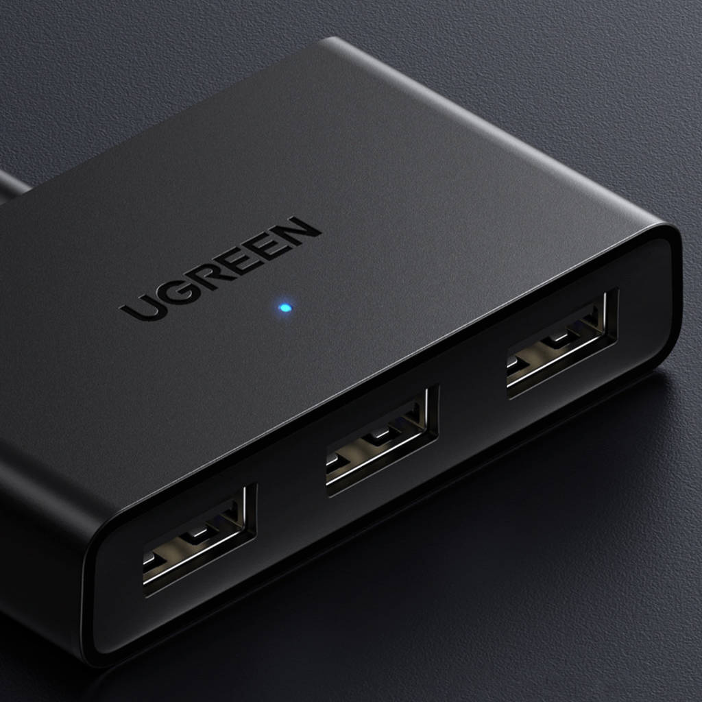 Ugreen CM409 USB 2.0 Sharing Switch Box (2 In 3 Out) Black - 4GSM.COM